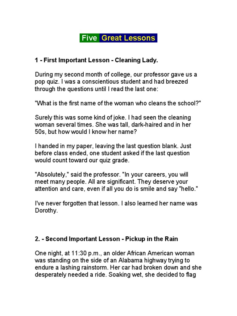 Five Lessons Learnt | PDF