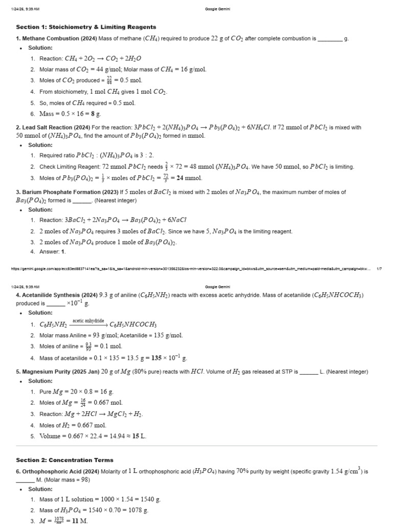 Stoichiometry and Chemical Reactions Guide | PDF | Mole (Unit ...