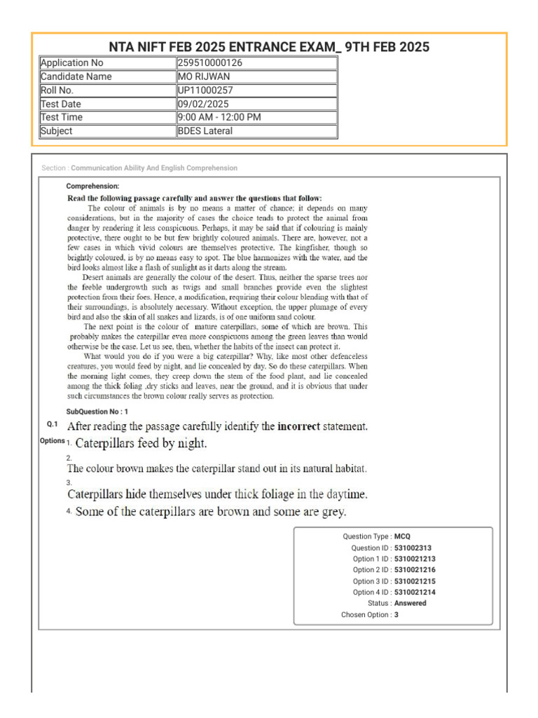 Answer Key Nift | PDF | Multiple Choice | Standardized Tests
