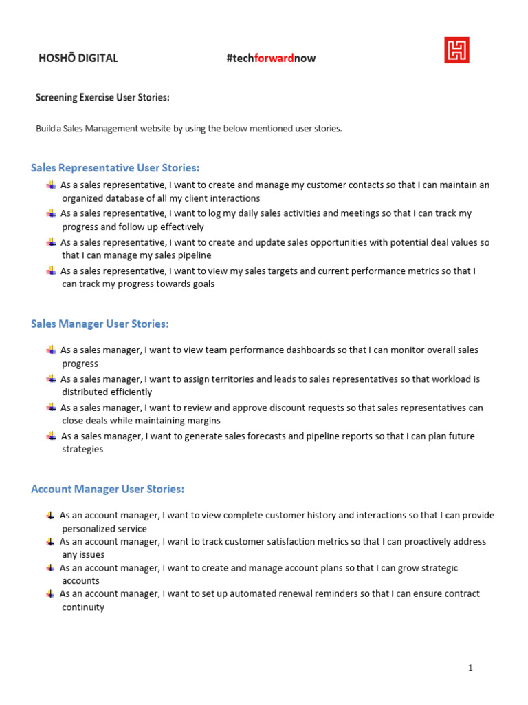 Sales Management Website User Stories | PDF | Sales | Marketing