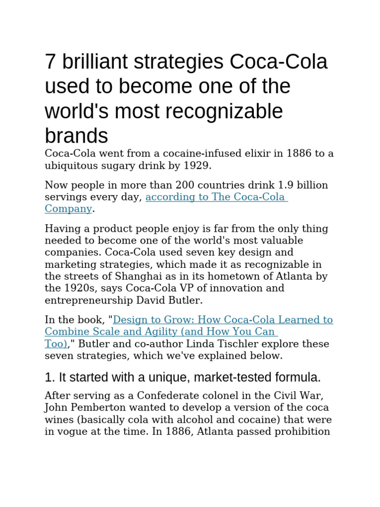 7 Strategies Behind Coca-Cola's Success | PDF | Coca Cola | The Coca ...