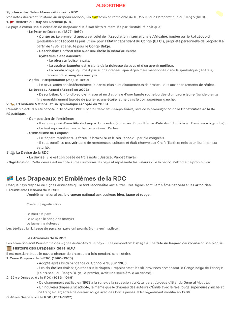 Histoire et Symboles de la RDC | PDF | Drapeau | République ...