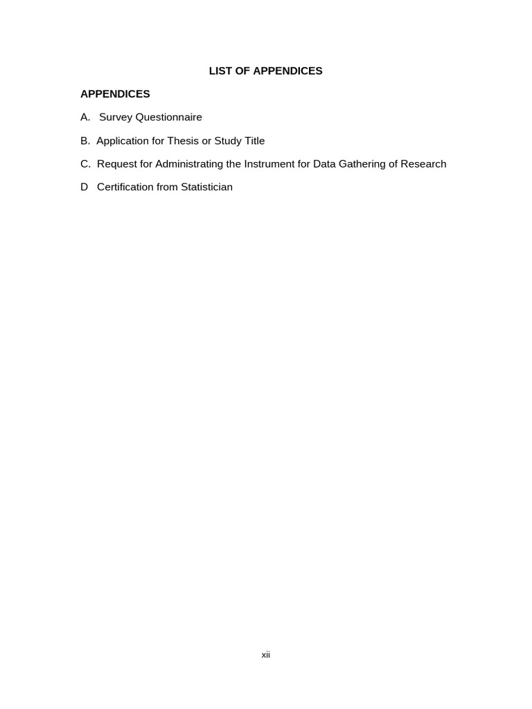 Appendices for Research Documentation | PDF