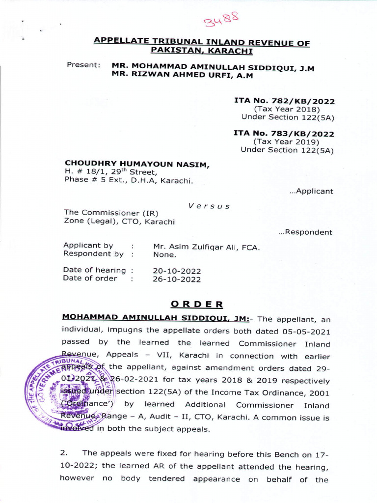 ATIR Order TY 2018 & 2019 (26-10-2022)(1) | PDF | Taxes | Appeal