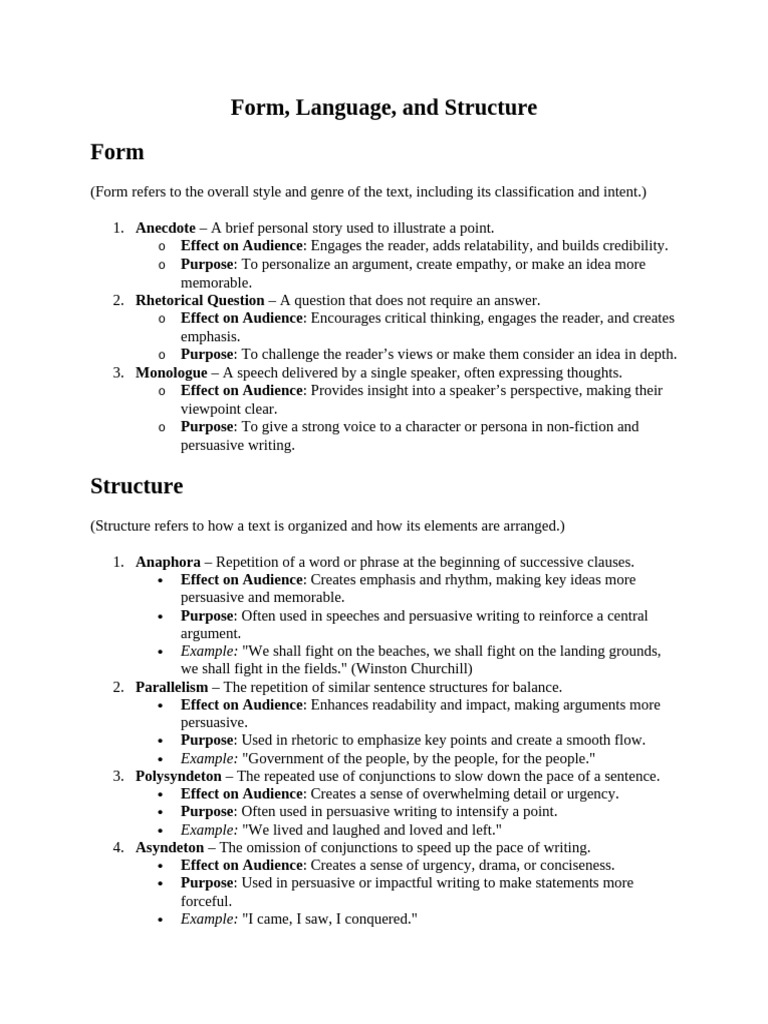Understanding Text Form and Structure | PDF | Essays | Narrative