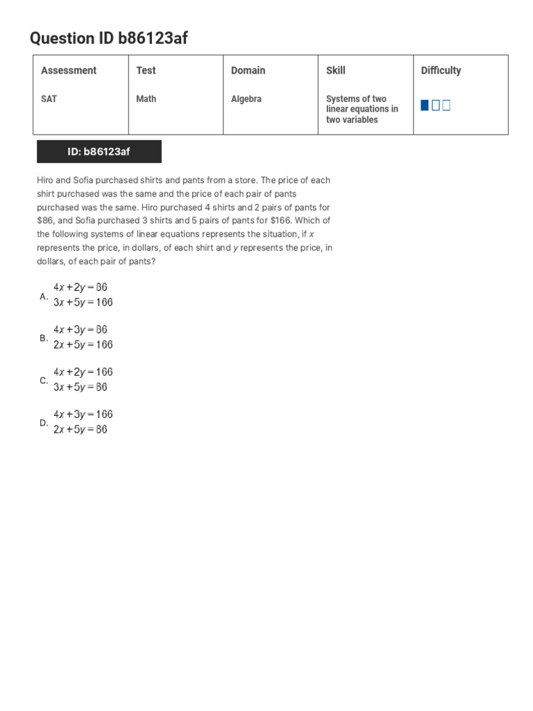 Systems of Linear Equations (Level 1) | PDF | Equations | Algebra