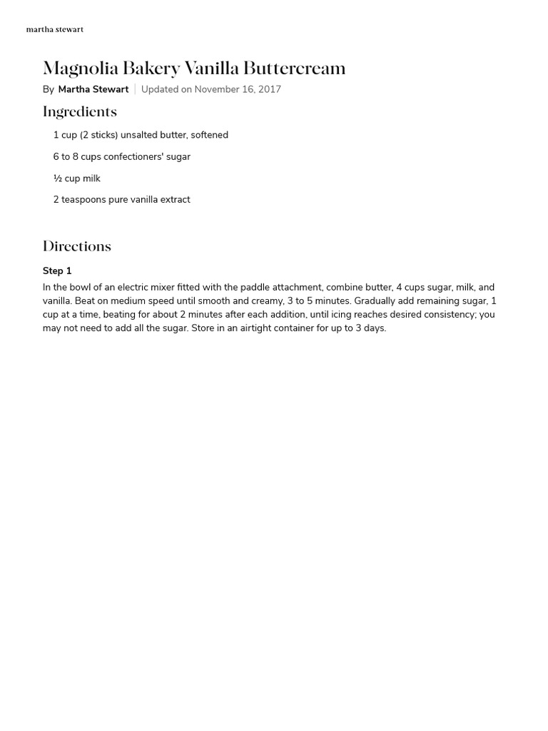 Marthastewart.com 255817 Magnolia Bakery Vanilla Buttercream Print | PDF