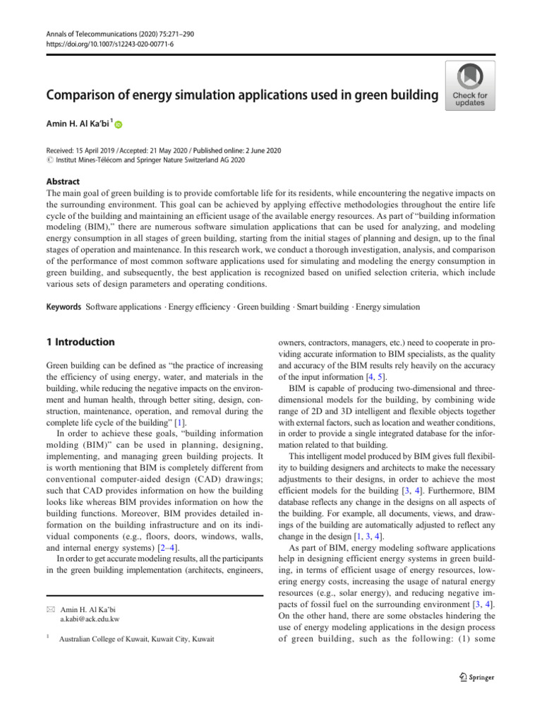 Energy Simulation Tools for Green Buildings | PDF | Green Building ...