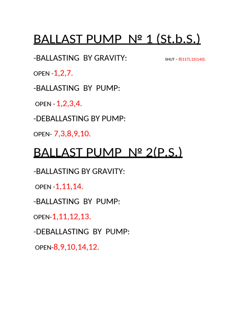 Ballast Pump Operation Guide | PDF