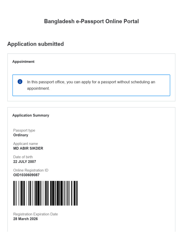 E‑Passport Online Registration Portal | PDF