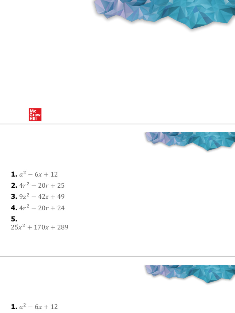 12.5 Solving Quadratic Equations by Completing Square | PDF | Quadratic ...