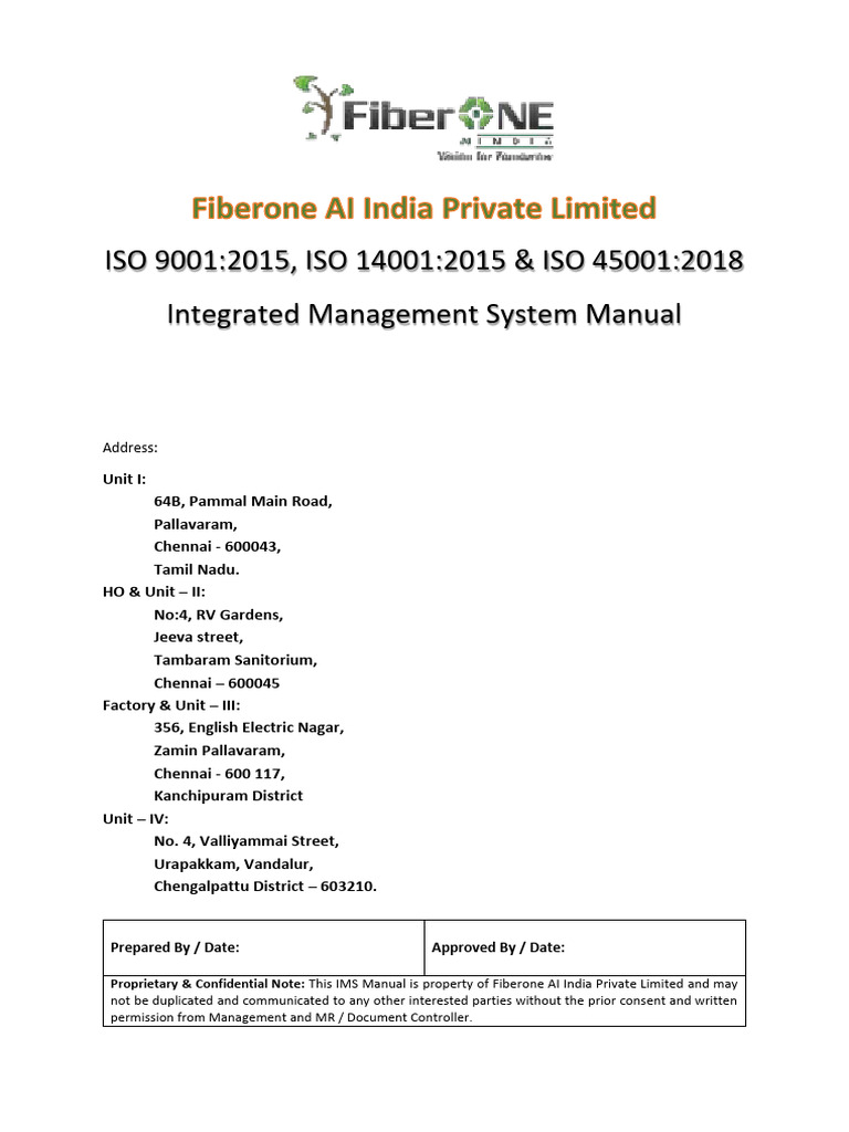 Integrated Management System Manual | PDF | Occupational Safety And ...