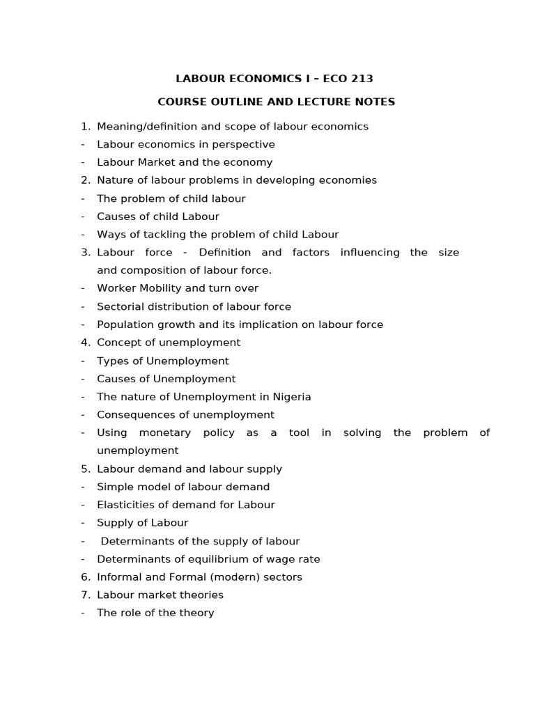 Handout for Labour Economics-BANA 2022 | PDF | Cost Of Living | Labour ...