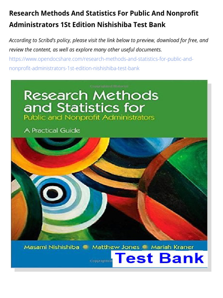 Research Methods and Statistics for Public and Nonprofit Administrators 1st Edition Nishishiba ...