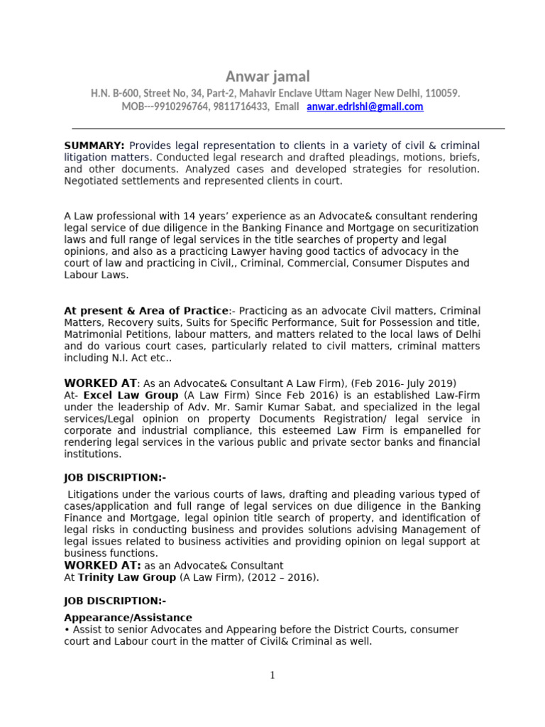 Adv. Anwar Jamal Update 2024 | PDF | Lawsuit | Lawyer