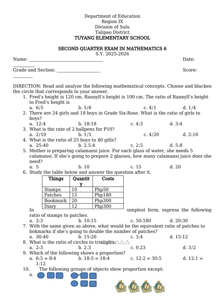 2nd Quarter Exam-Math-Q2-2025 | PDF | Mathematics | Arithmetic