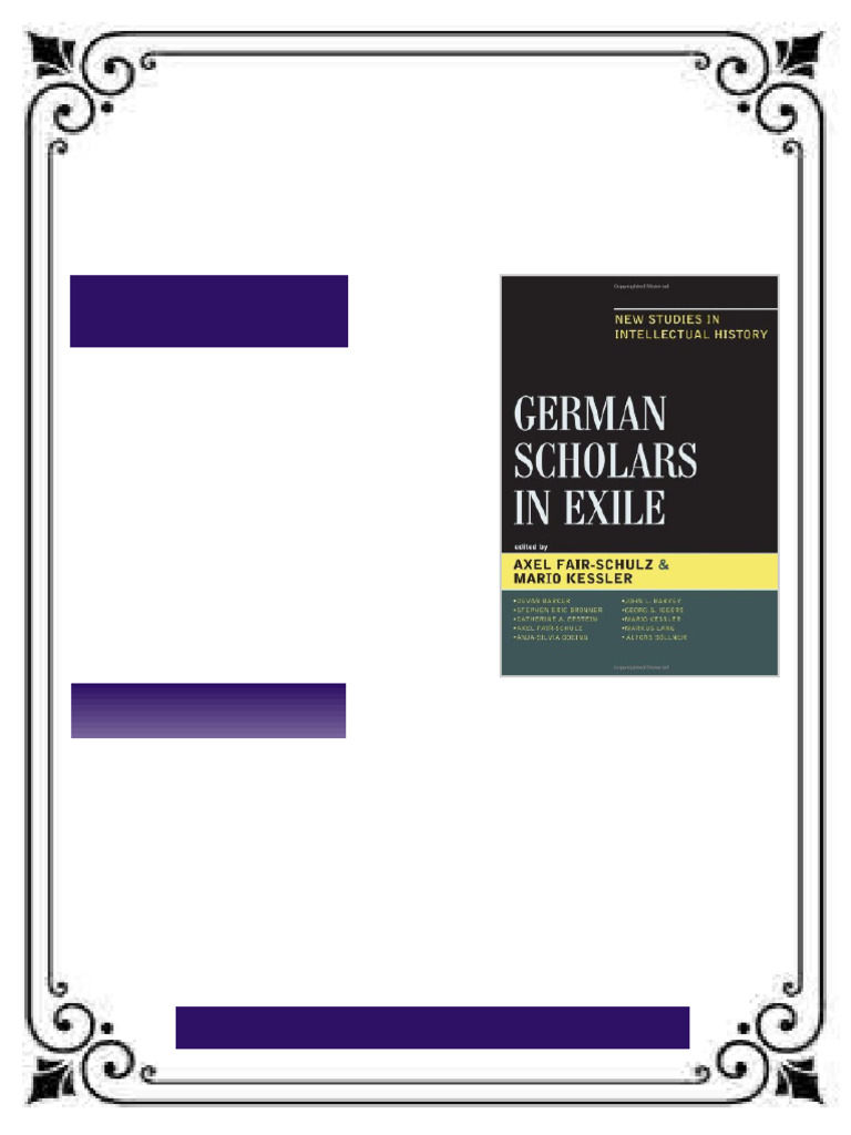 German Scholars in Exile New Studies in Intellectual History First ...