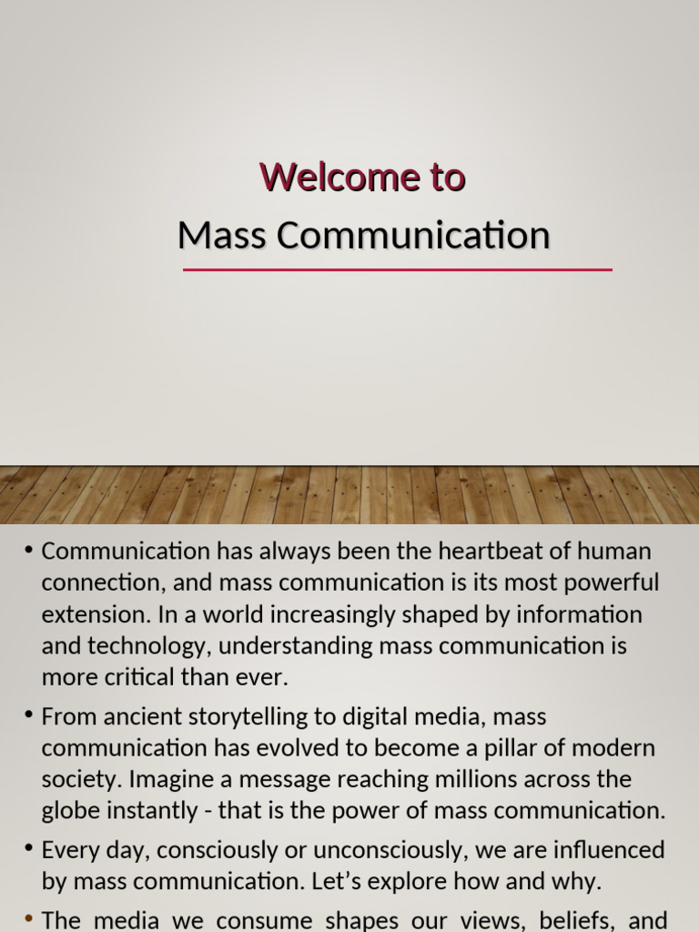 Mass Communication Updated | PDF | Communication | Mass Media
