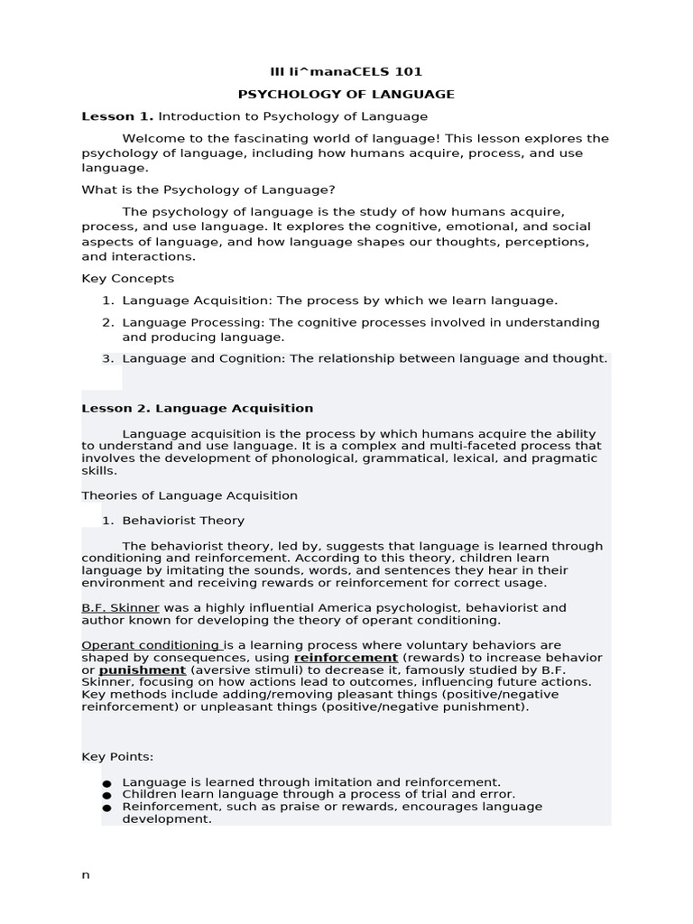 Psychology of Language Acquisition 101 | PDF | Constructivism ...