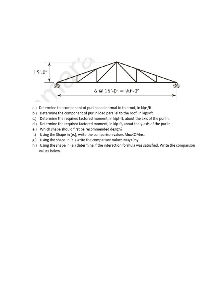 Roof Truss Purlin Load Analysis | PDF