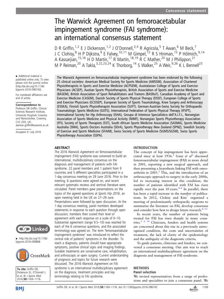 fai warwick consensus | PDF | Hip | Pelvis