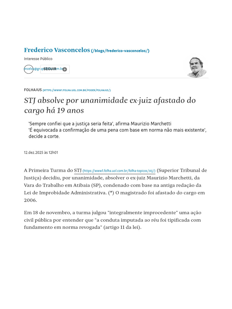 STJ absolve ex-juiz afastado do cargo há 19 anos - 12_12_2025 ...