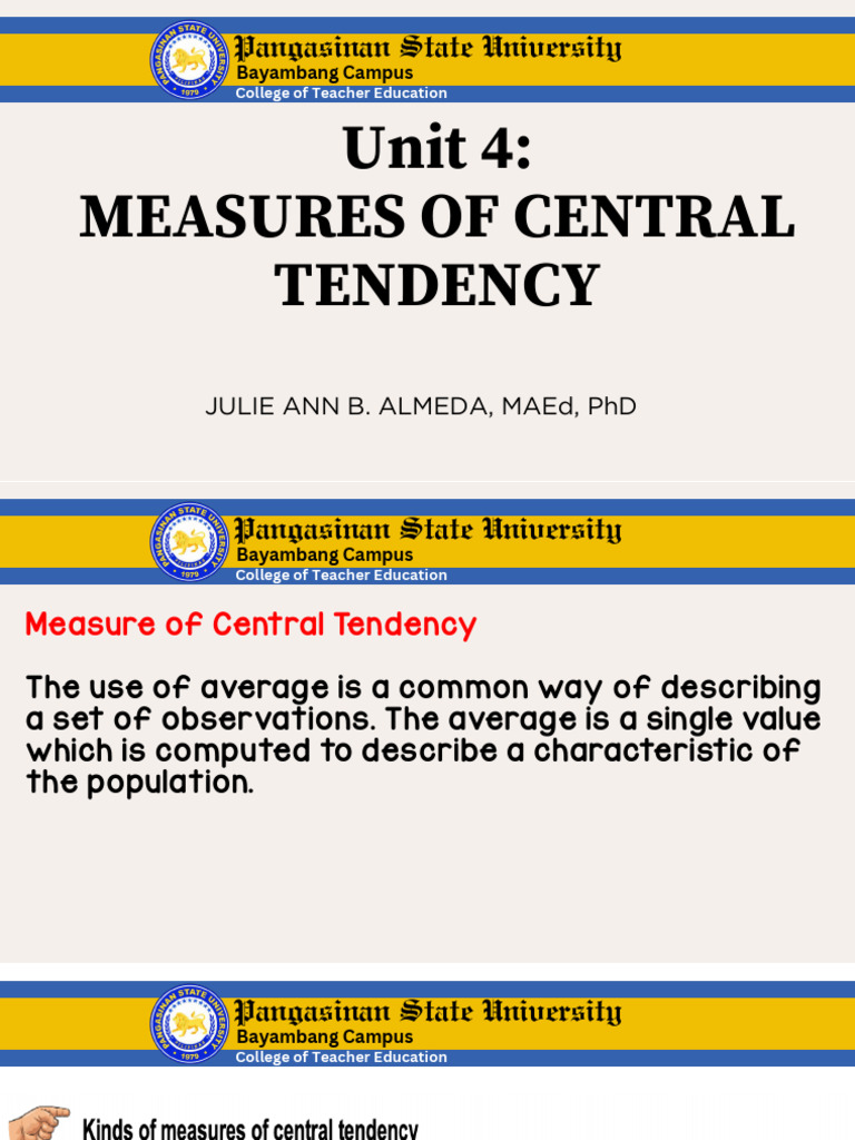 Central Tendency Measures Explained | PDF