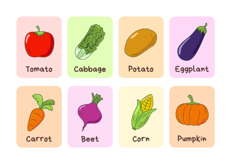 Vegetable Learning Flashcards | PDF