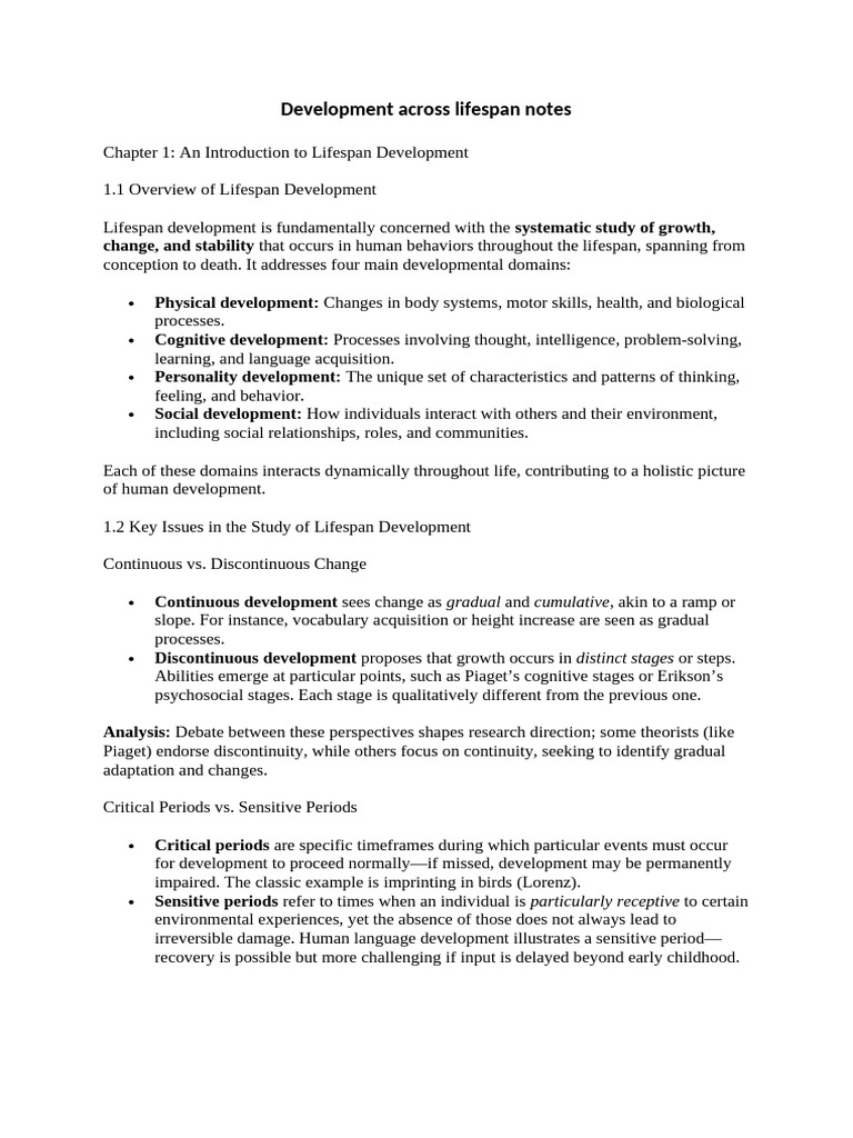 Lifespan Development Overview and Theories | PDF | Childbirth ...
