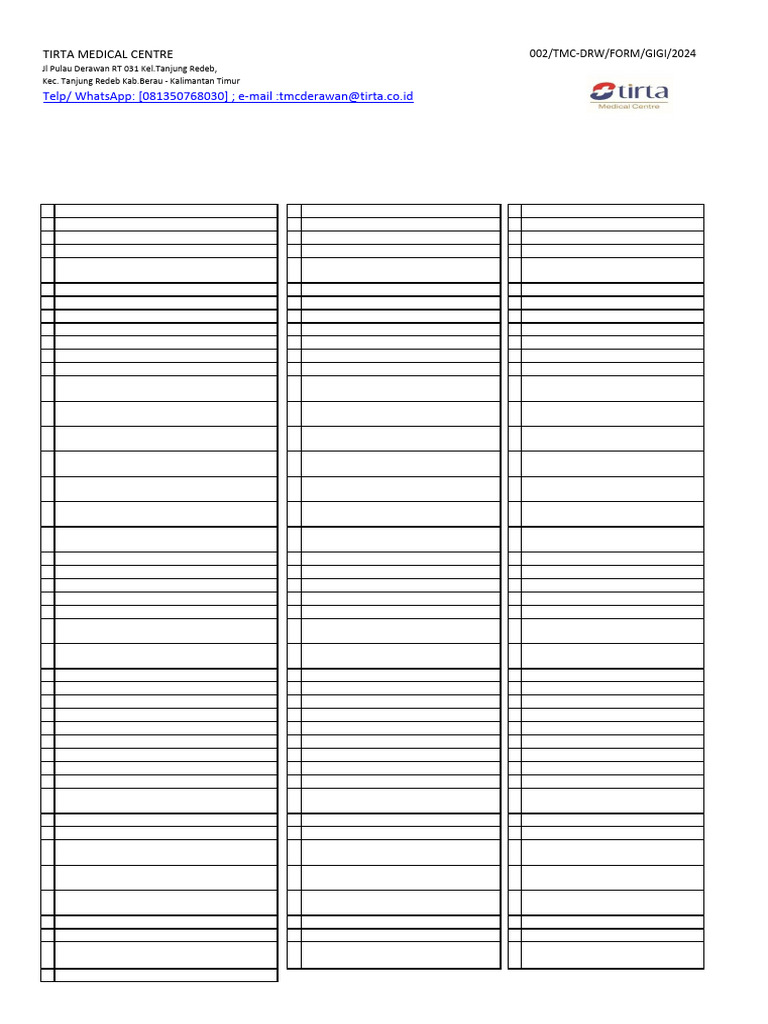 002 Form Checklist Tindakan Gigi | PDF | Orthodontics | Tooth
