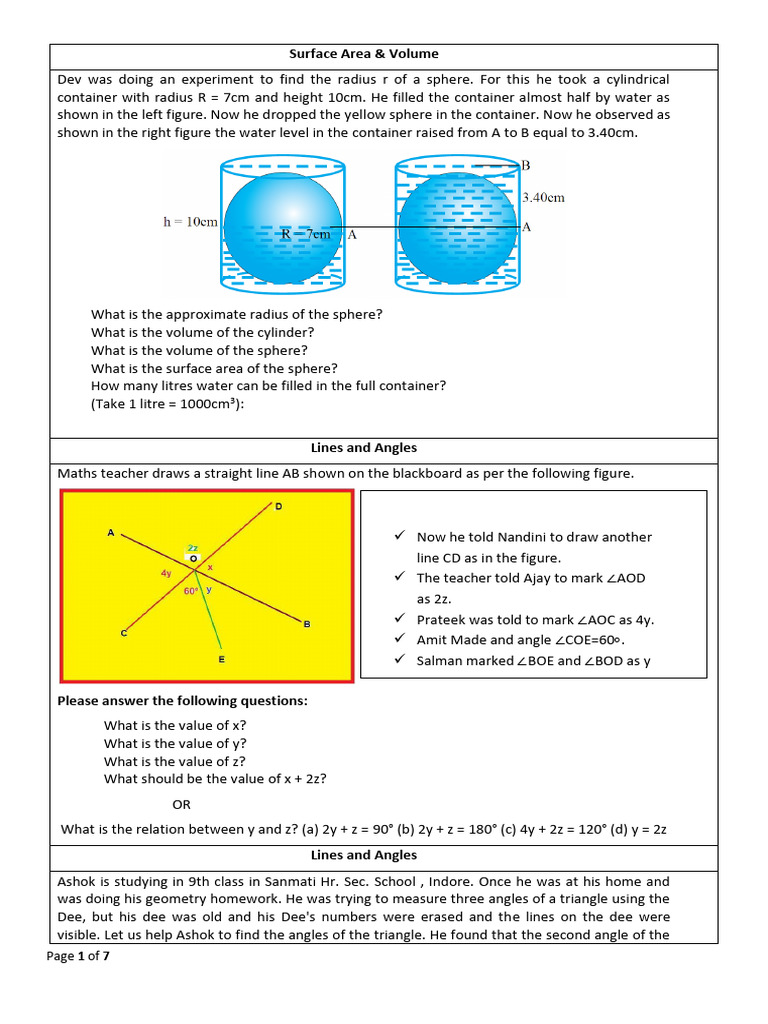 IX-MATHS Case study. | PDF | Sphere | Area