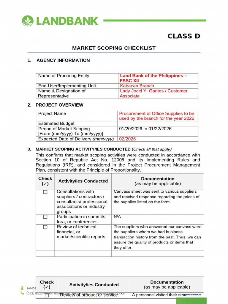 2026 Office Supplies Market Scoping Checklist | PDF | Specification ...