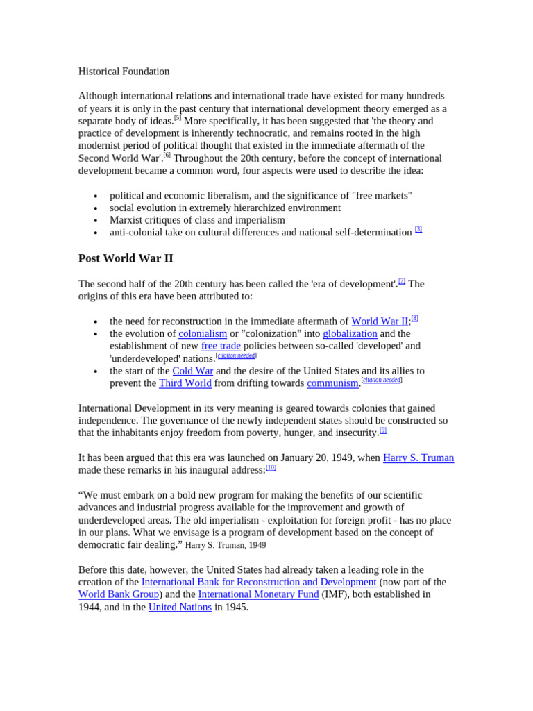 Lesson 1 - International Development Historical Foundation | PDF ...