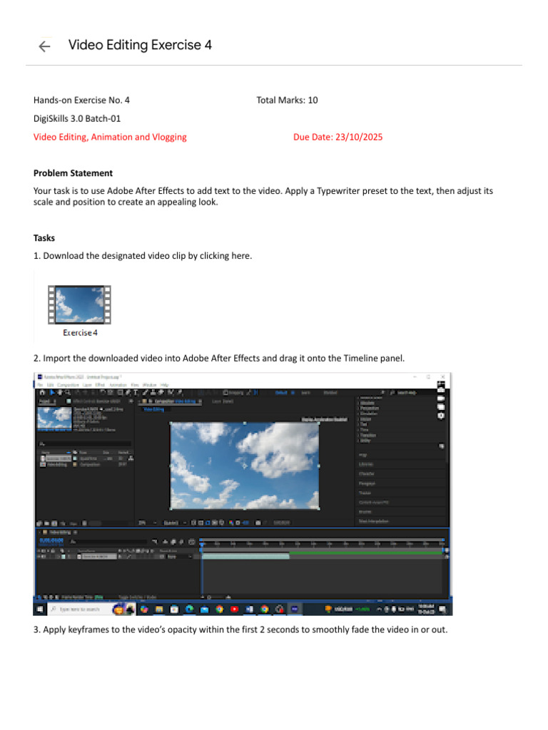 Video Editing Exercise New 4 | PDF