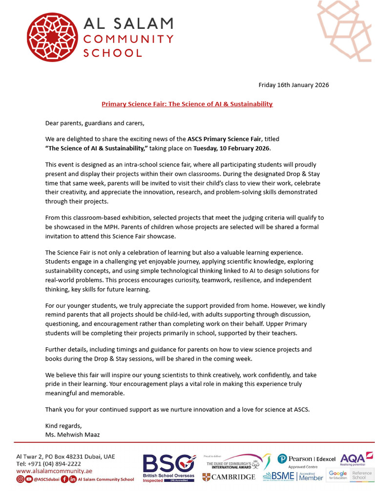 P45 Primary Science Fair_ the Science of AI & Sustainability | PDF