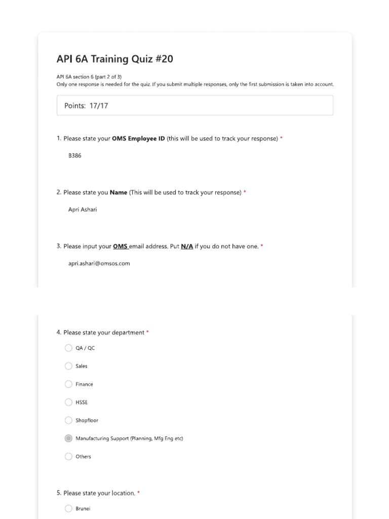Api 6a Quiz 20 | PDF