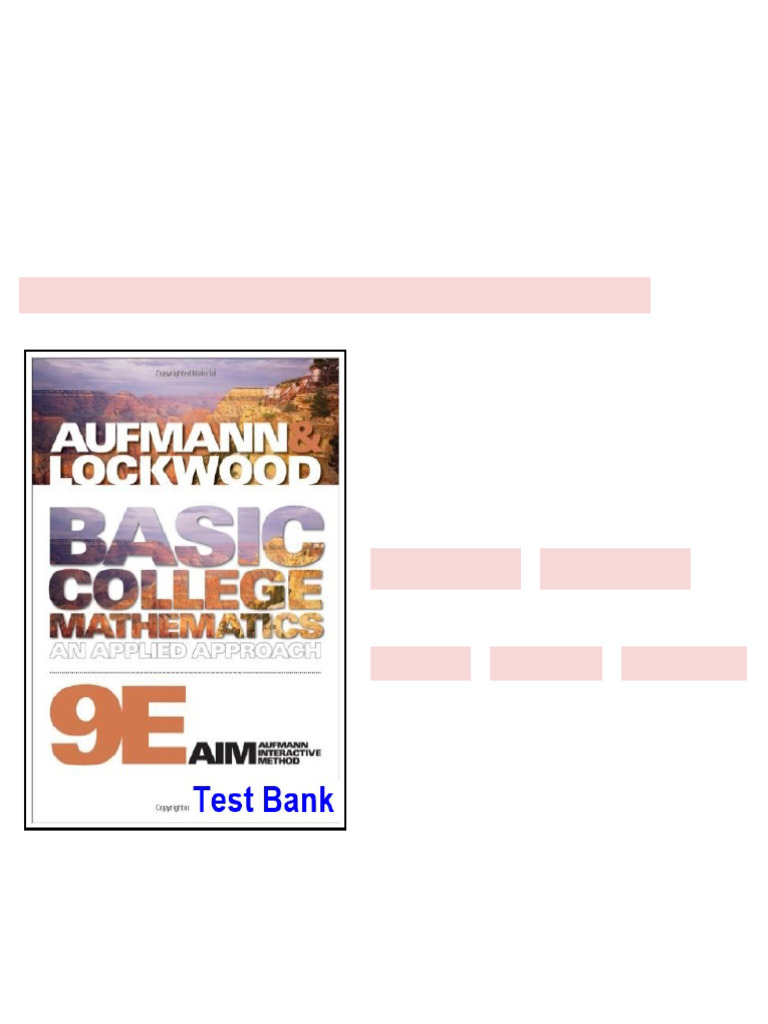 Basic College Mathematics An Applied Approach 10th Edition Aufmann Test ...