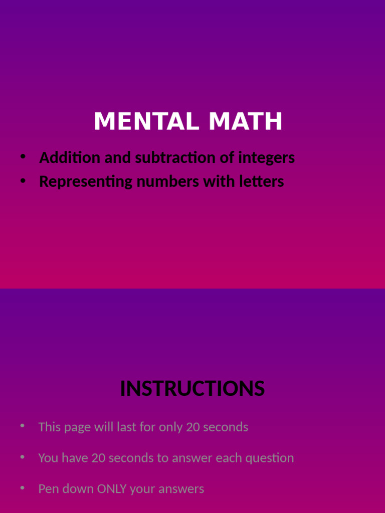Mental Math Week 2 | PDF