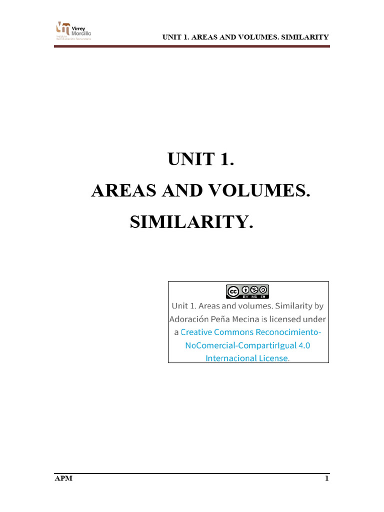 Areas, Volumes, and Similarity Concepts | PDF | Area | Volume