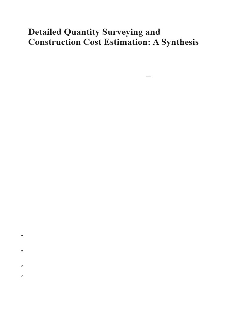 Quantity Surveying Cost Estimation Guide | PDF | Surveying | Quantity