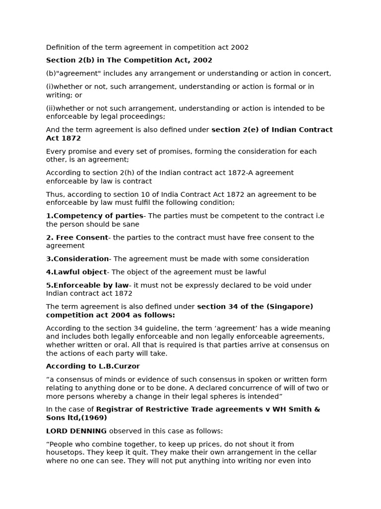 Understanding Agreements in Competition Act | PDF | Justice | Crime ...