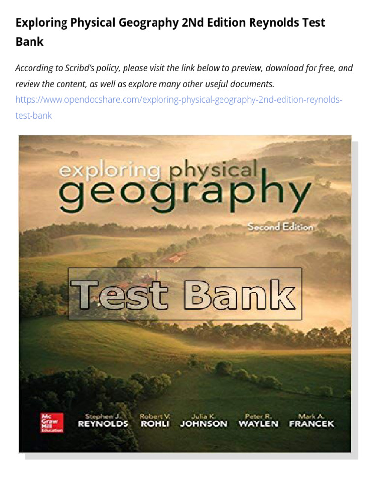 Exploring Physical Geography 2nd Edition Reynolds Test Bank | PDF ...