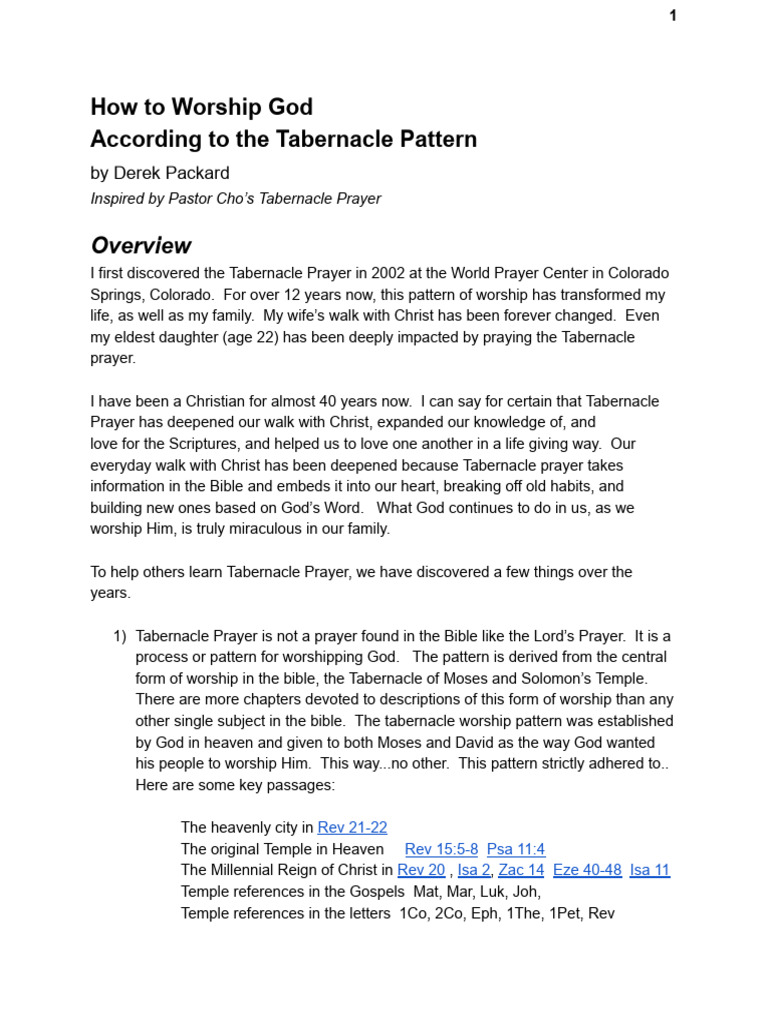 Worshiping God Through Tabernacle Prayer | PDF | Sacrifice | Jesus