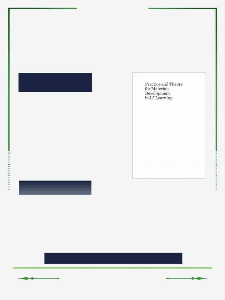 Practice and Theory for Materials Development in L2 Learning 1st Edition Hitomi Masuhara eBook ...