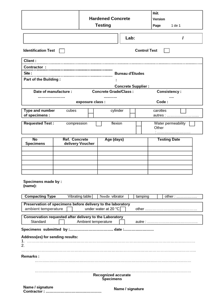 Hardened Concrete Testing Protocol | PDF | Building Materials | Materials