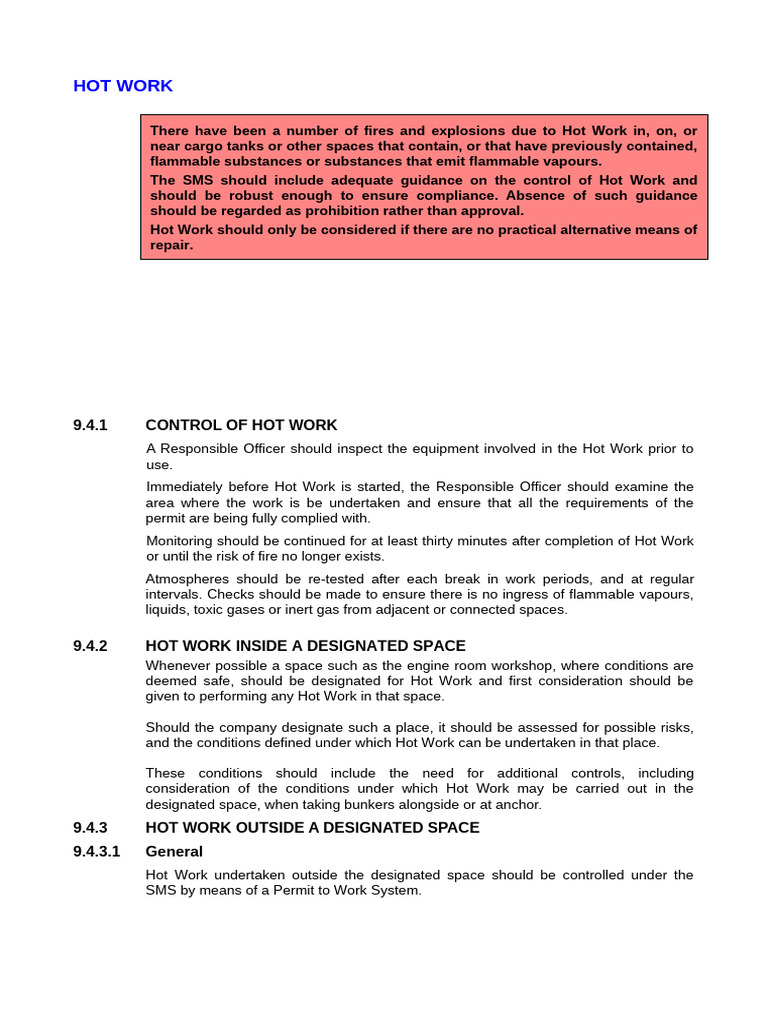 Hot Work Safety Procedures Guide | PDF | Safety | Firefighting
