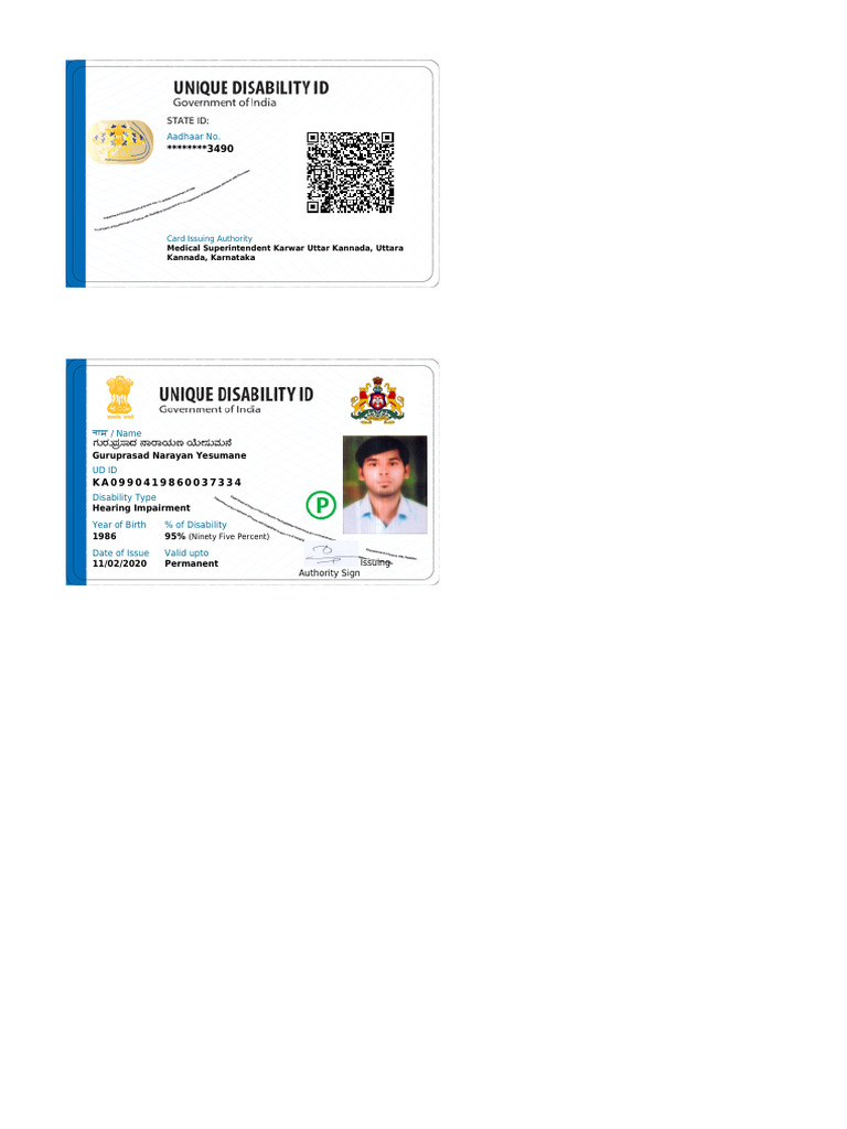 Karnataka Disability ID Card Details | PDF