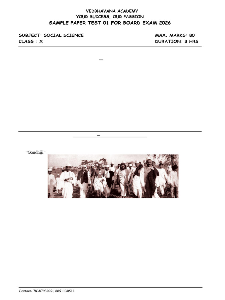 Sst Class 10 Sample Paper Vedbhavanaacademy | PDF | Tiger