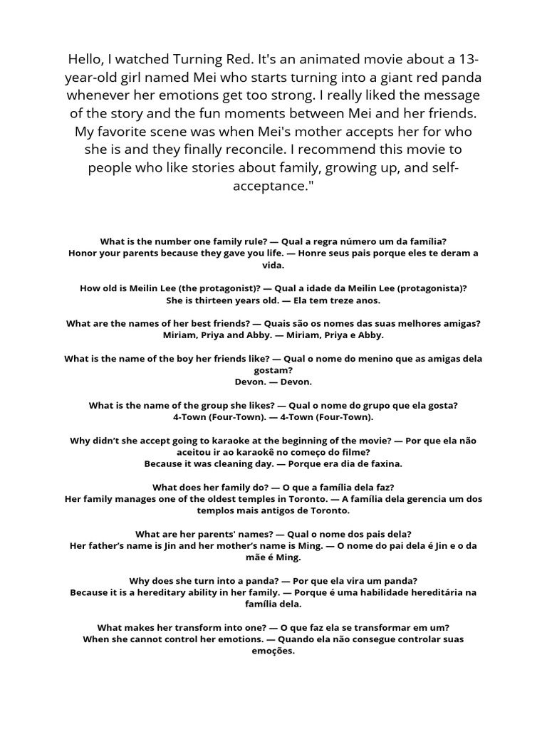 Hello, I Watched Turning Red. It's an Animated Movie About a 13-Year ...