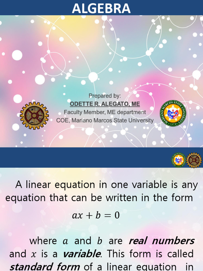 Linear Equation in One Varable | PDF | Equations | System Of Linear ...
